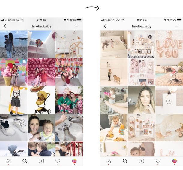 Instagram Feed Transformations (Before & After using Preview App)