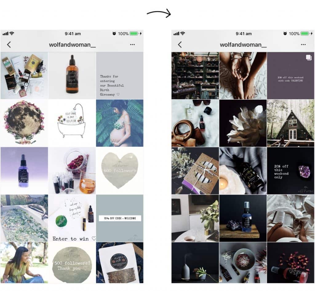 Instagram Feed Transformations (Before & After using Preview App)
