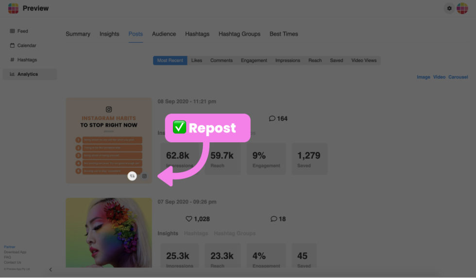How to Repost your Top Instagram Posts