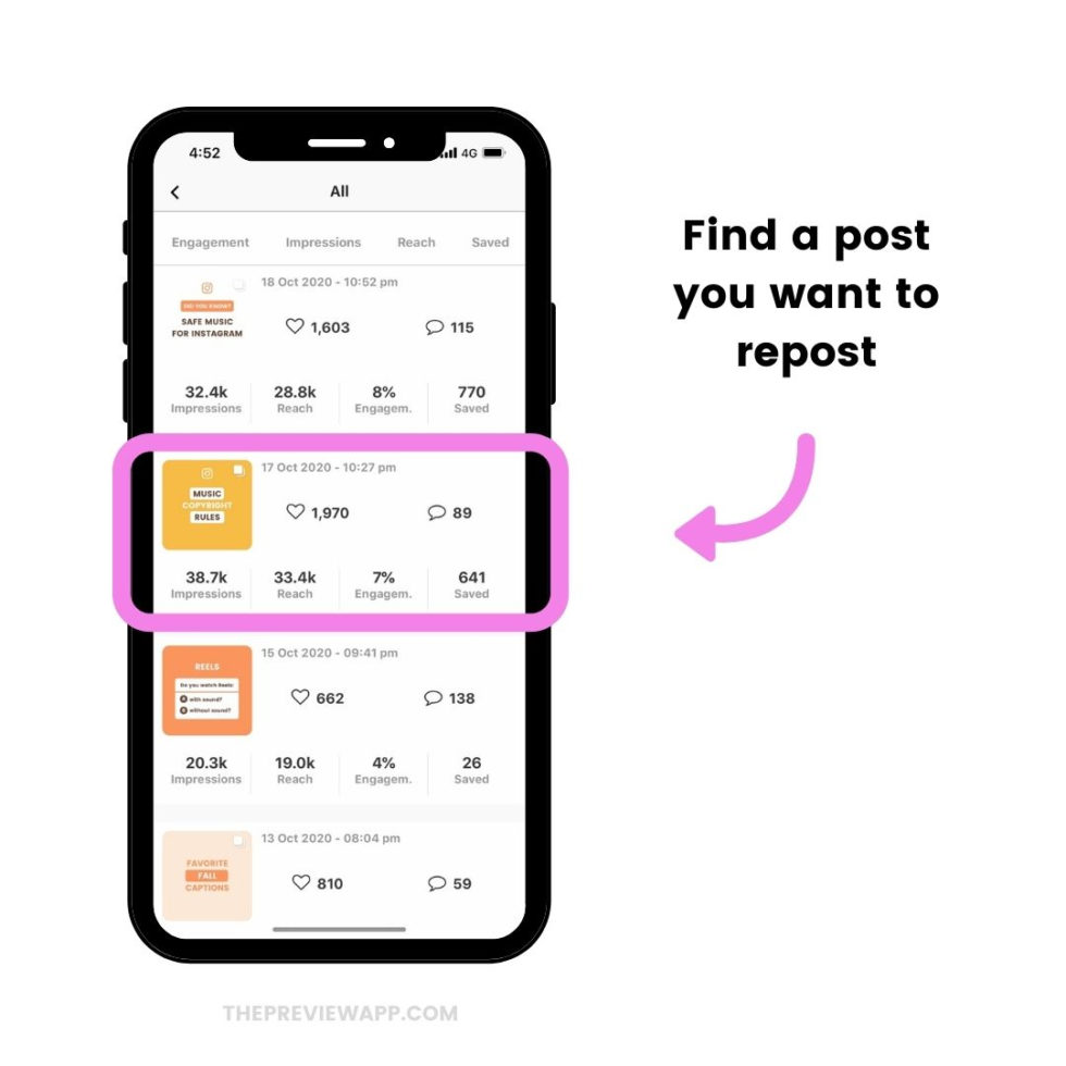 How to Repost your Top Instagram Posts