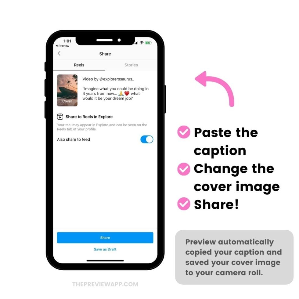 How to Repost Instagram Reels using Preview App