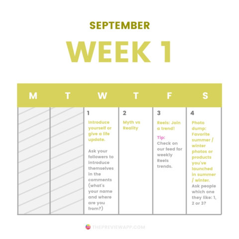 September Instagram post ideas & content plan (with captions + hashtags)