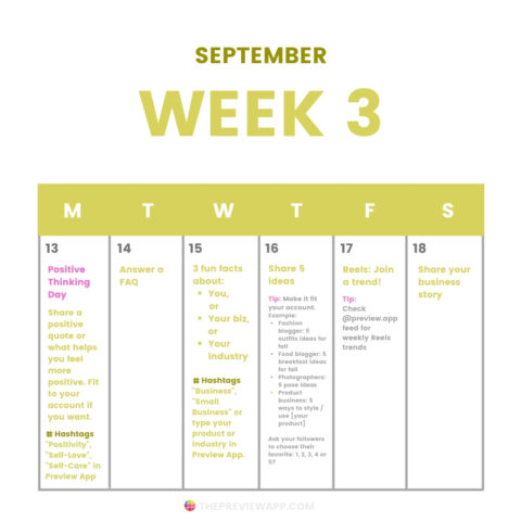 September Instagram post ideas & content plan (with captions + hashtags)