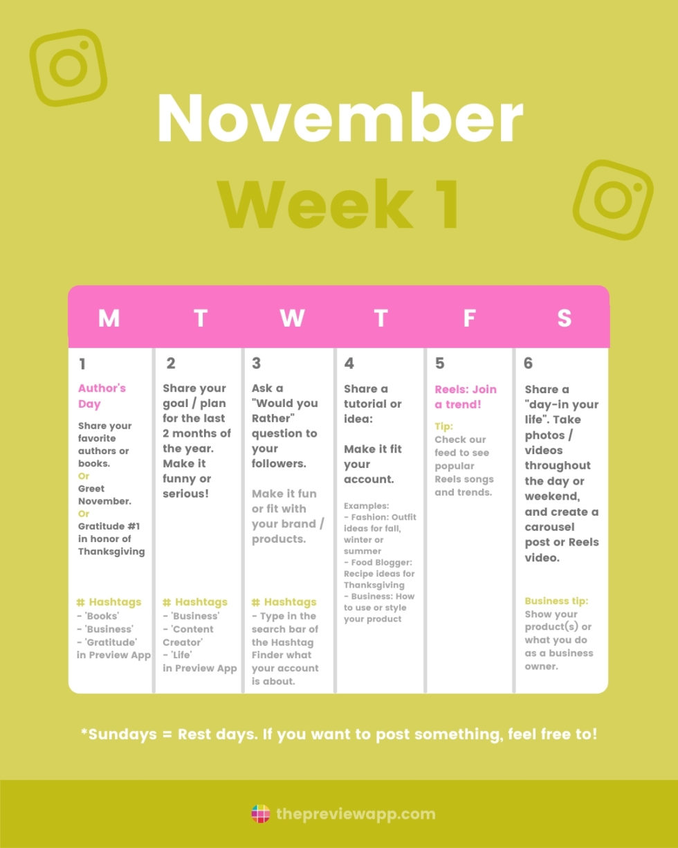 30+ Unique November Instagram Post Ideas (with Caption + Hashtags)