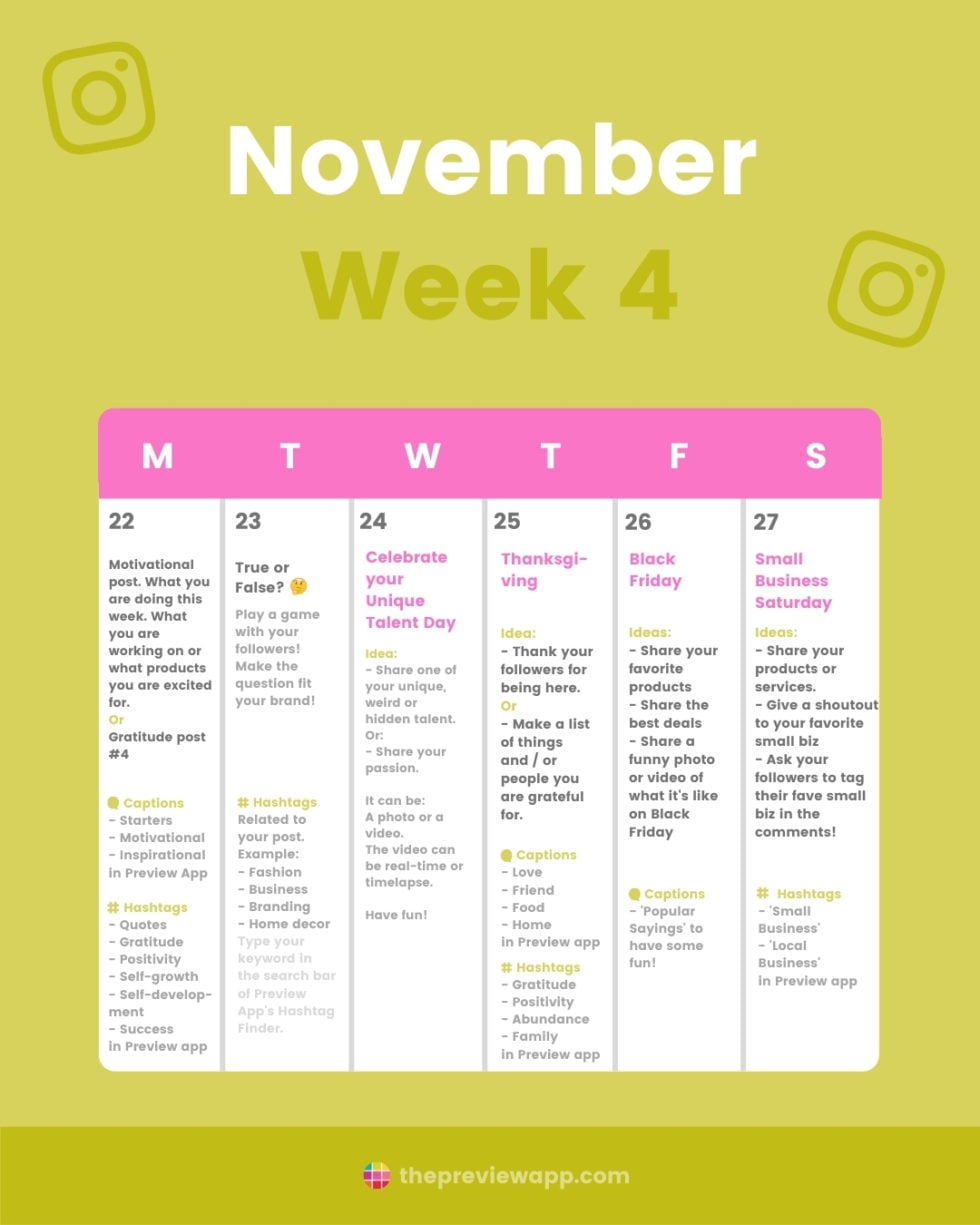 30+ Unique November Instagram Post Ideas (with Caption + Hashtags)