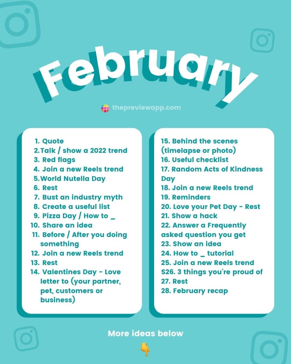 28 February Instagram post ideas (Captions, Hashtags & Scheduling done)
