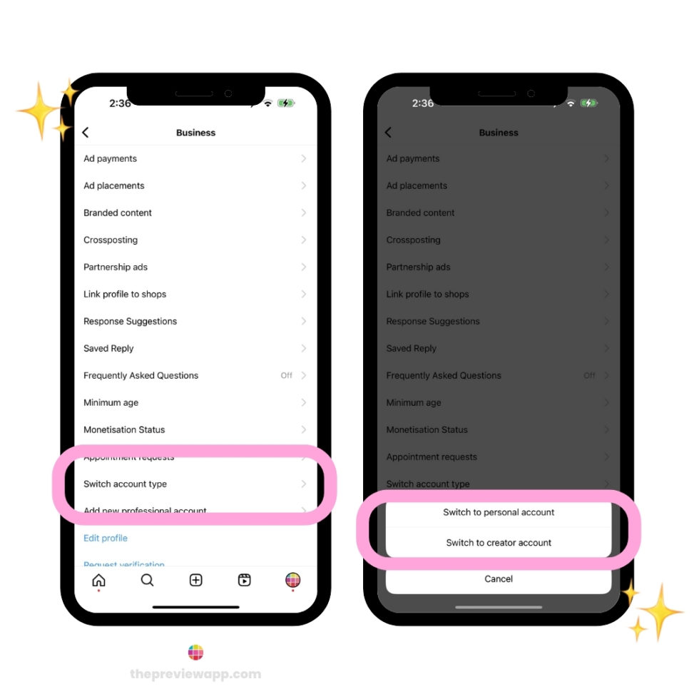 How to Switch From a Business to a Creator Instagram Account - Preview App